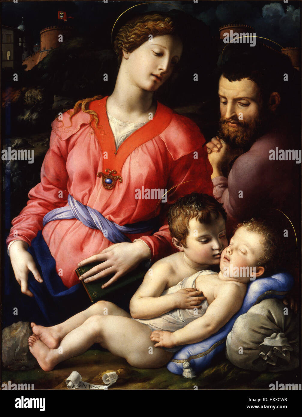 This painting by Bronzino, 'Sacra Famiglia Panciatichi,' depicts the ...