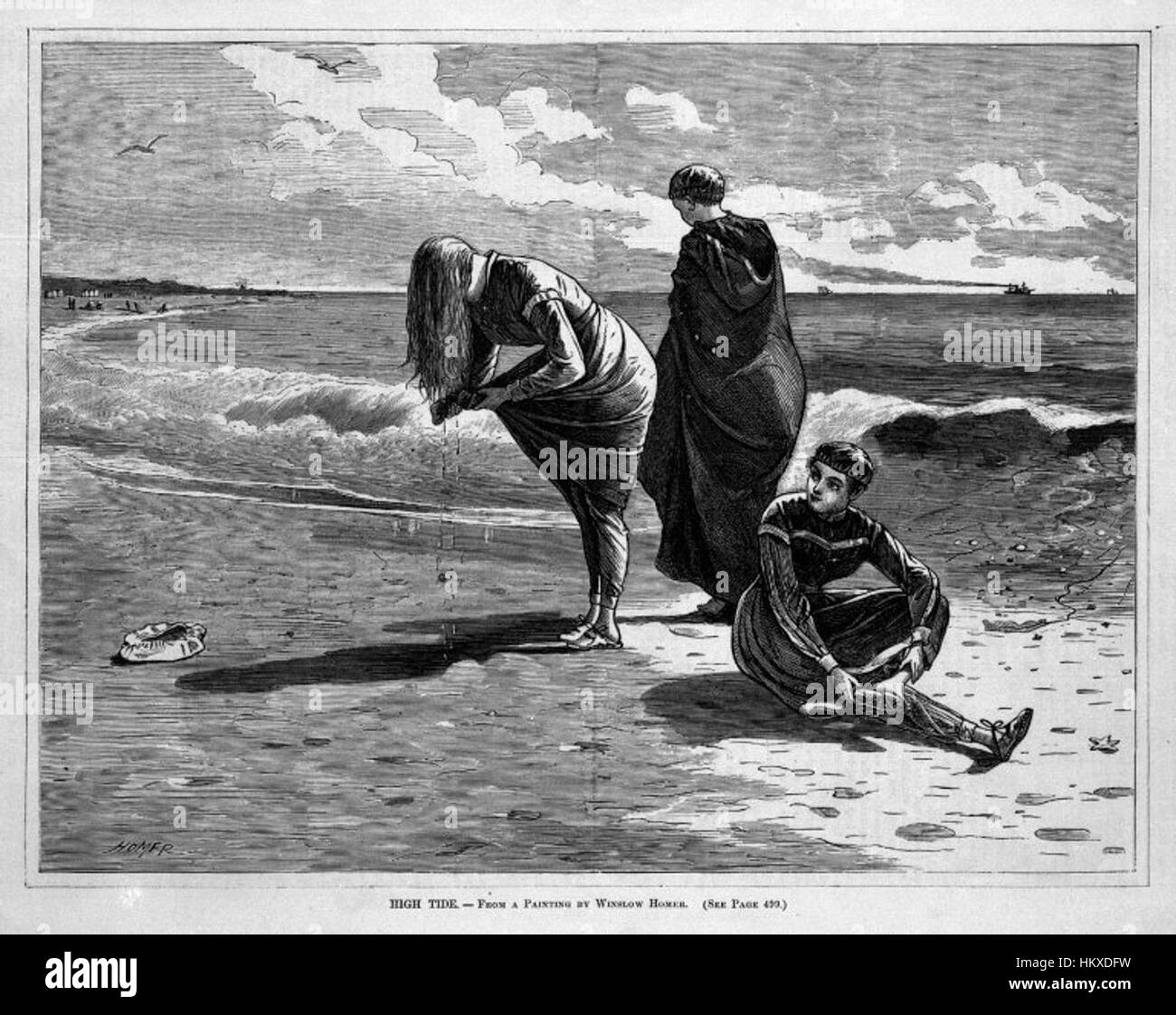 'High Tide' by Winslow Homer, held in the Brooklyn Museum, portrays the ...