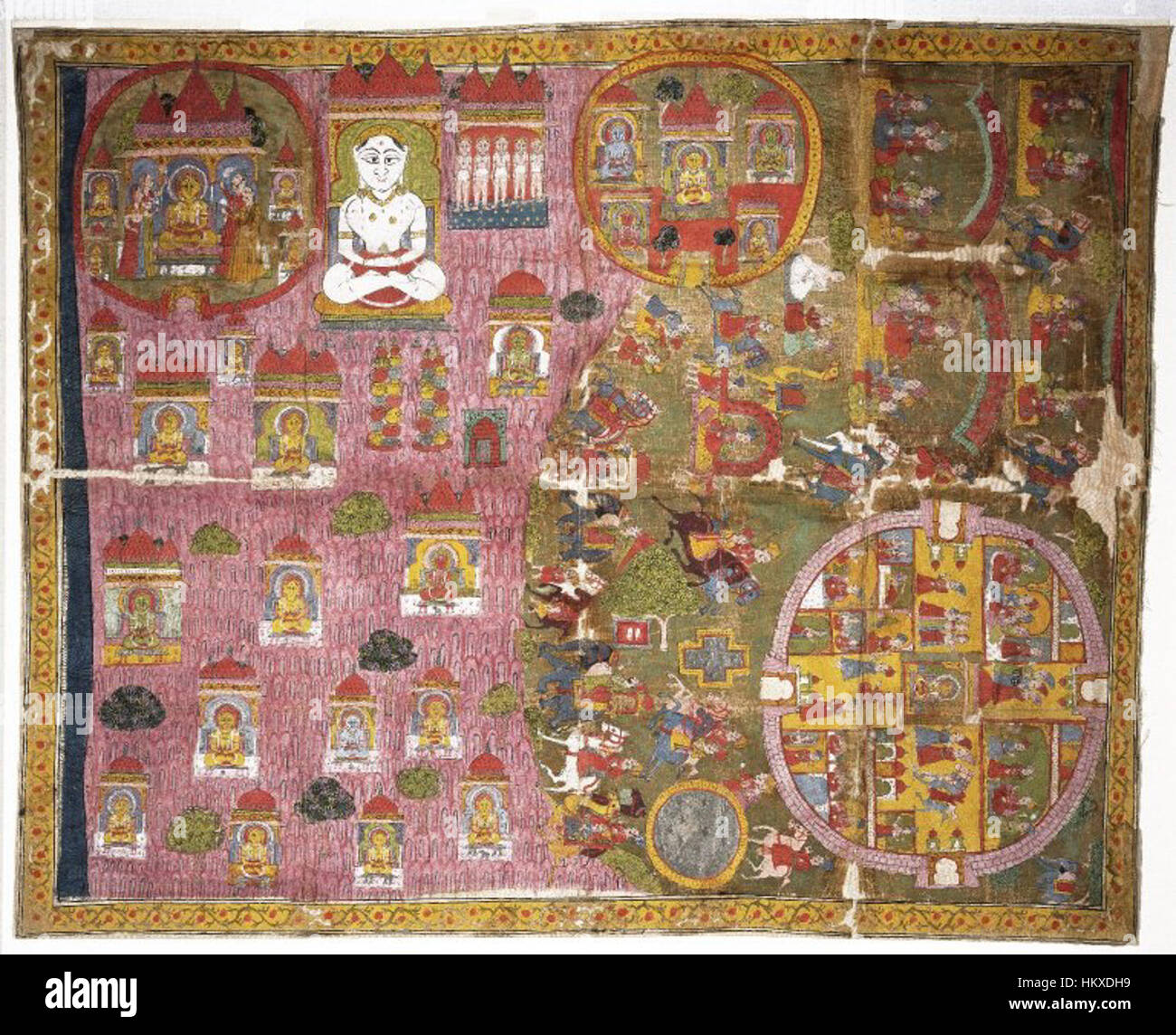 This artwork from the Brooklyn Museum depicts a Jain pilgrimage scene ...