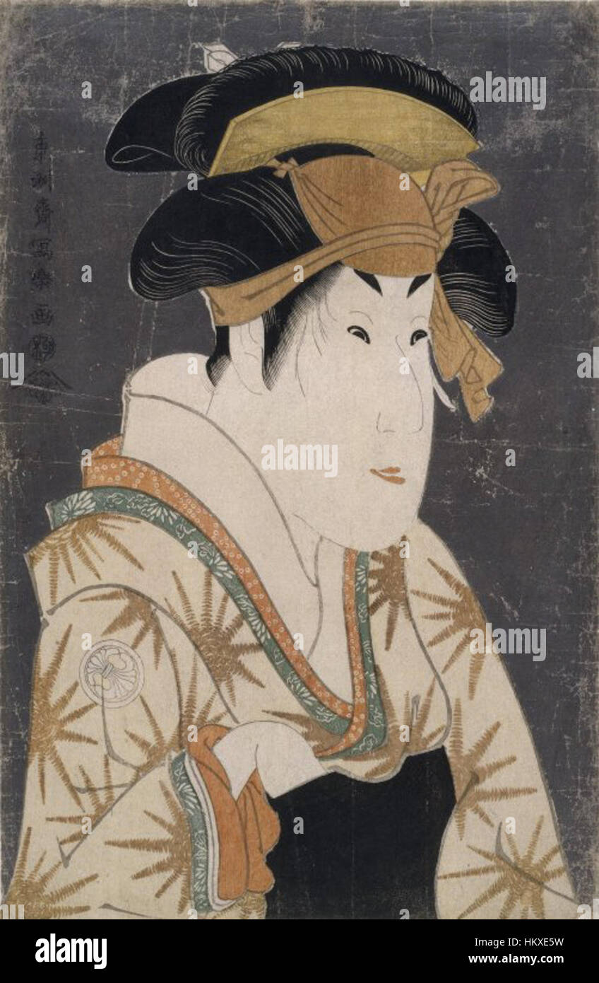 The woodblock print by Toshusai Sharaku, depicting Segawa Kikujuro III ...