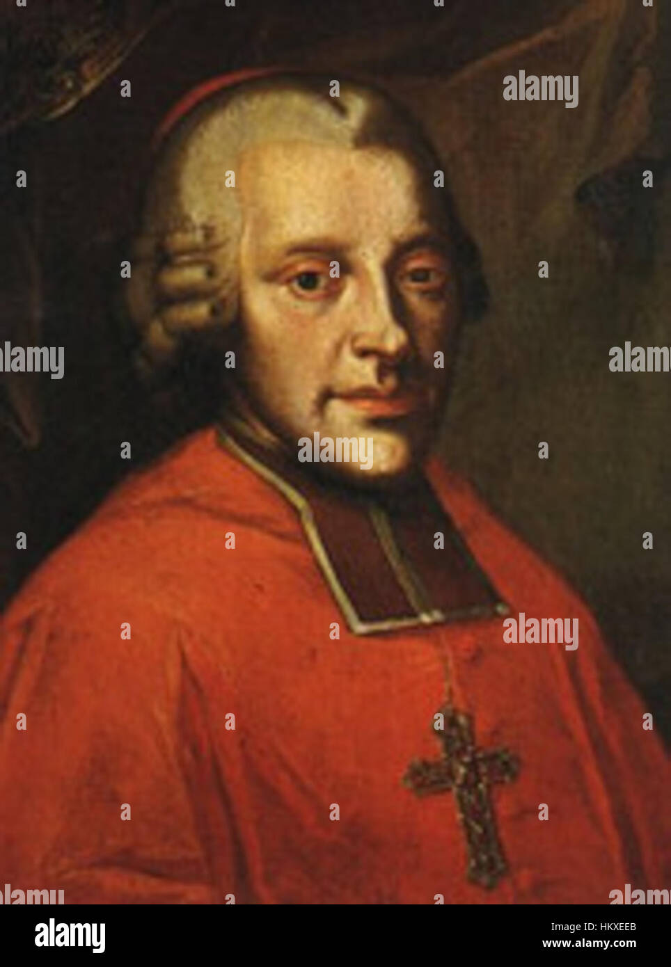 This portrait depicts Bischof Colloredo, a Catholic bishop from the ...