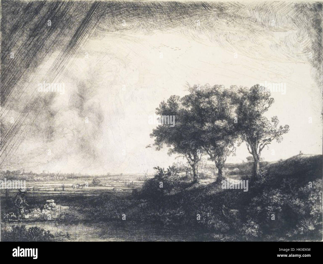 'The Three Trees' by Rembrandt Harmensz. van Rijn is a renowned etching ...
