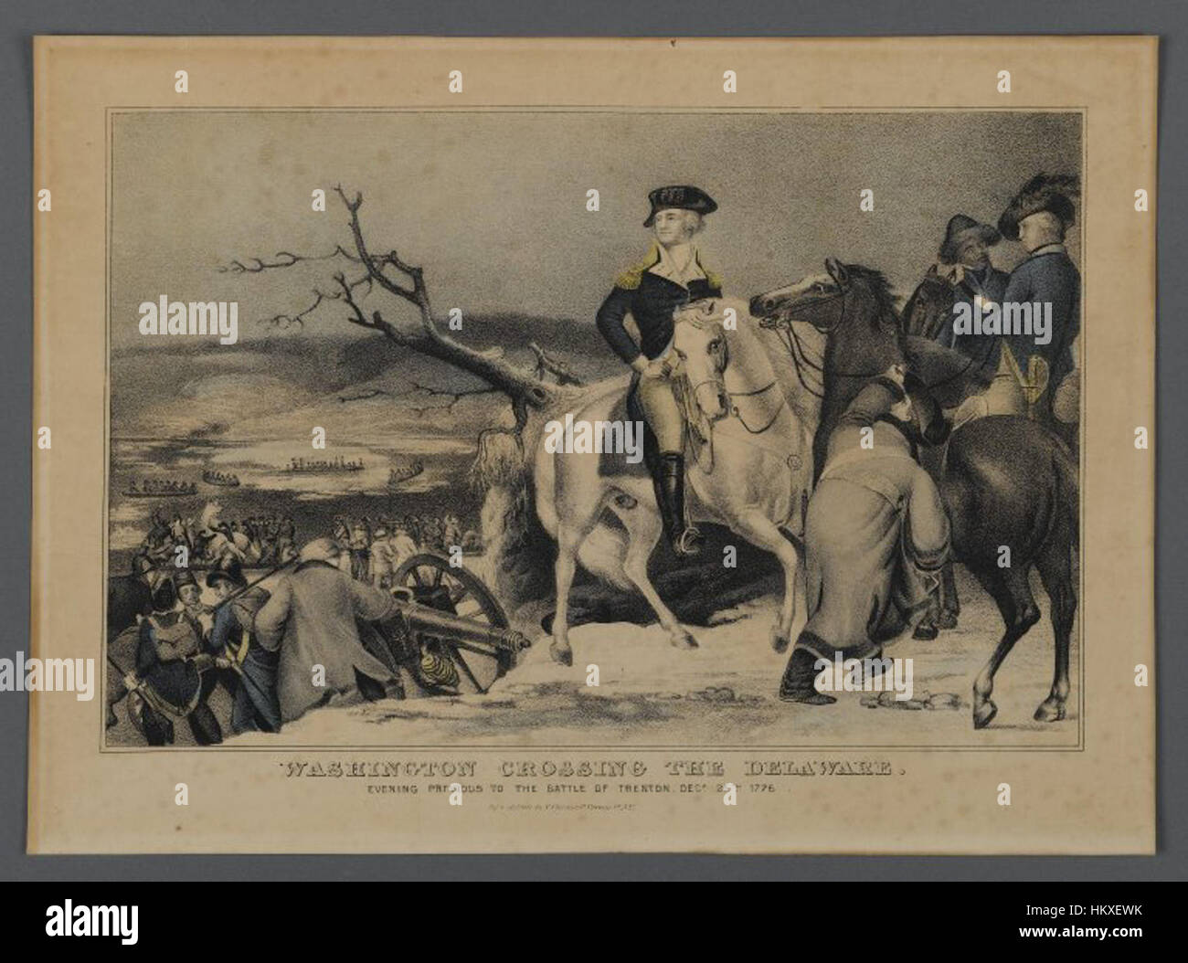The famous print 'Washington Crossing the Delaware', created by Currier ...