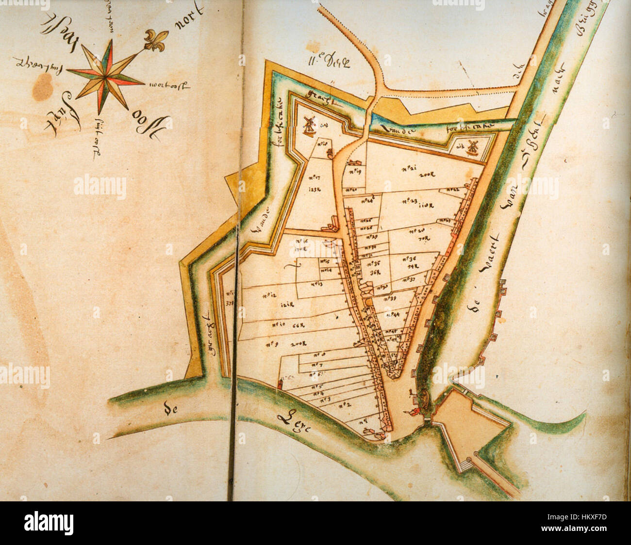 This 1696 map depicts the Brugse Poort area of Ghent, Belgium ...