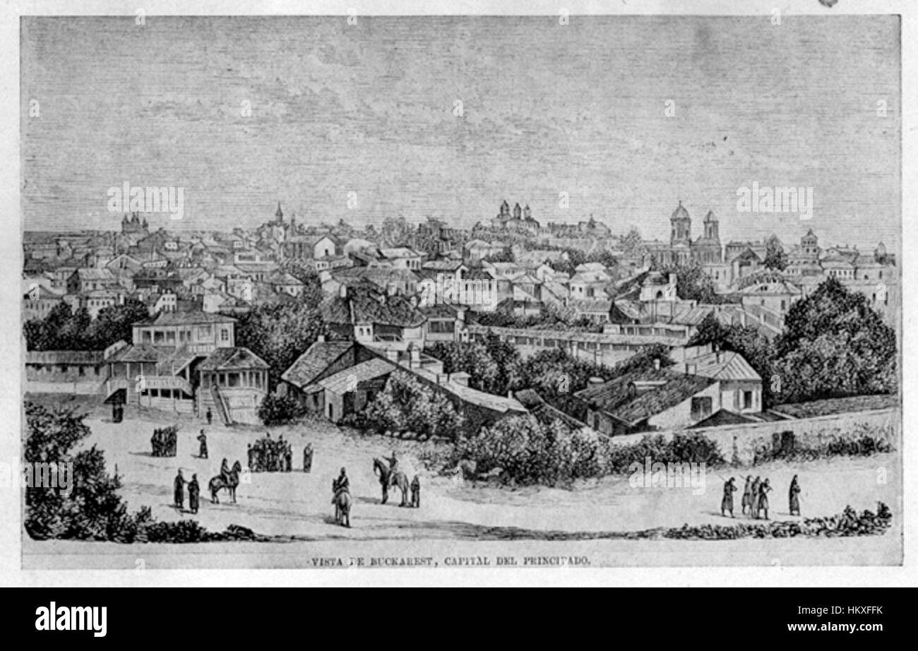 This illustration from 1877 depicts a scene in Bucharest, Romania, as ...