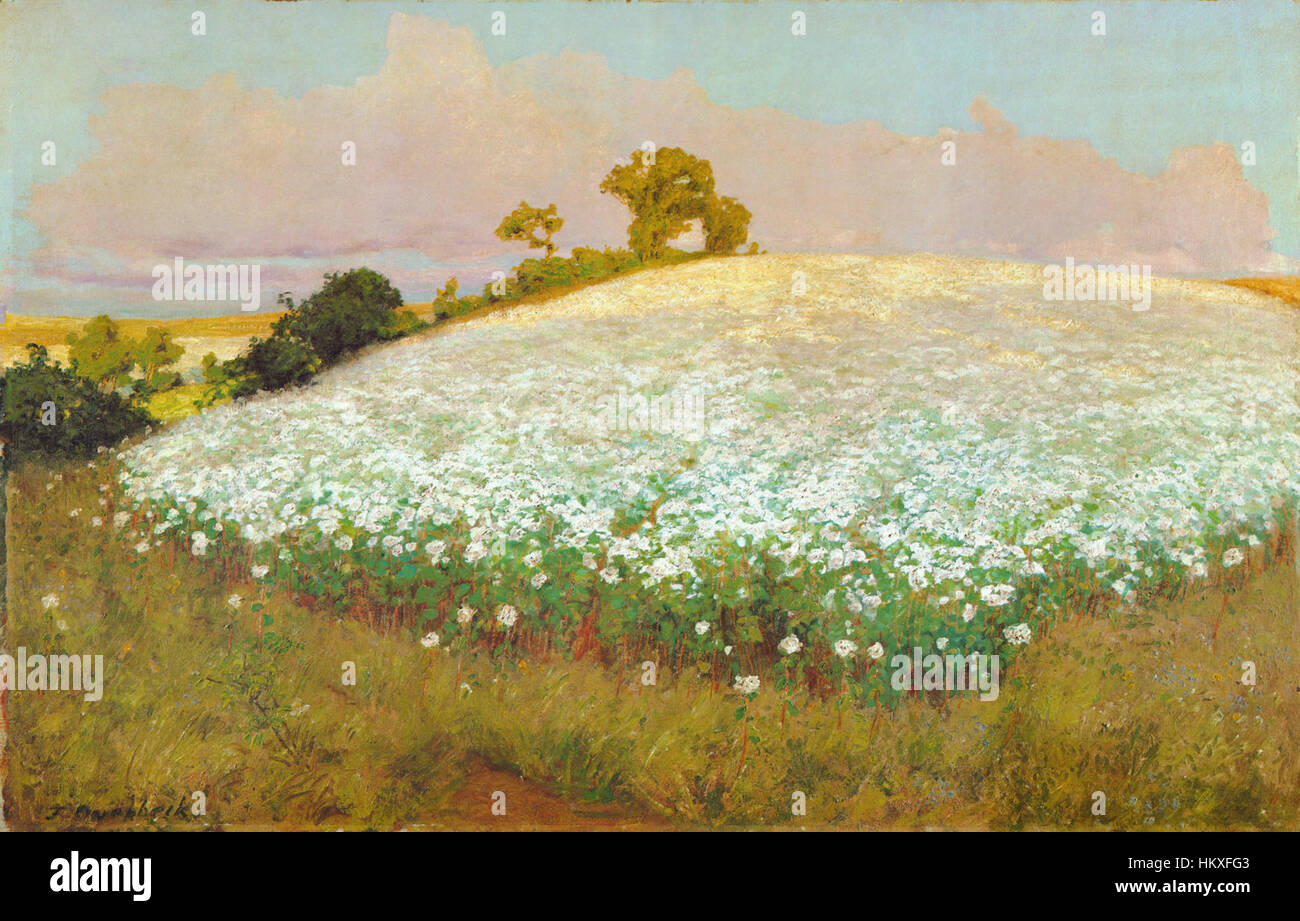 The *Buchweizenfeld-overbeck* painting depicts a rural landscape with ...