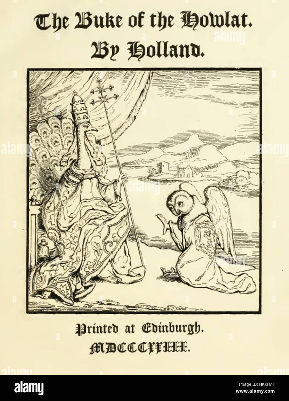 The 'Buke of the Howlat', painted in 1823, depicts the Scottish text of ...