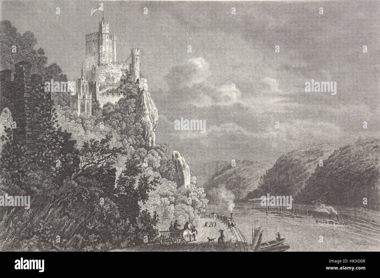 The painting 'Burg Rheinstein' by Friedrich Foltz depicts the majestic ...