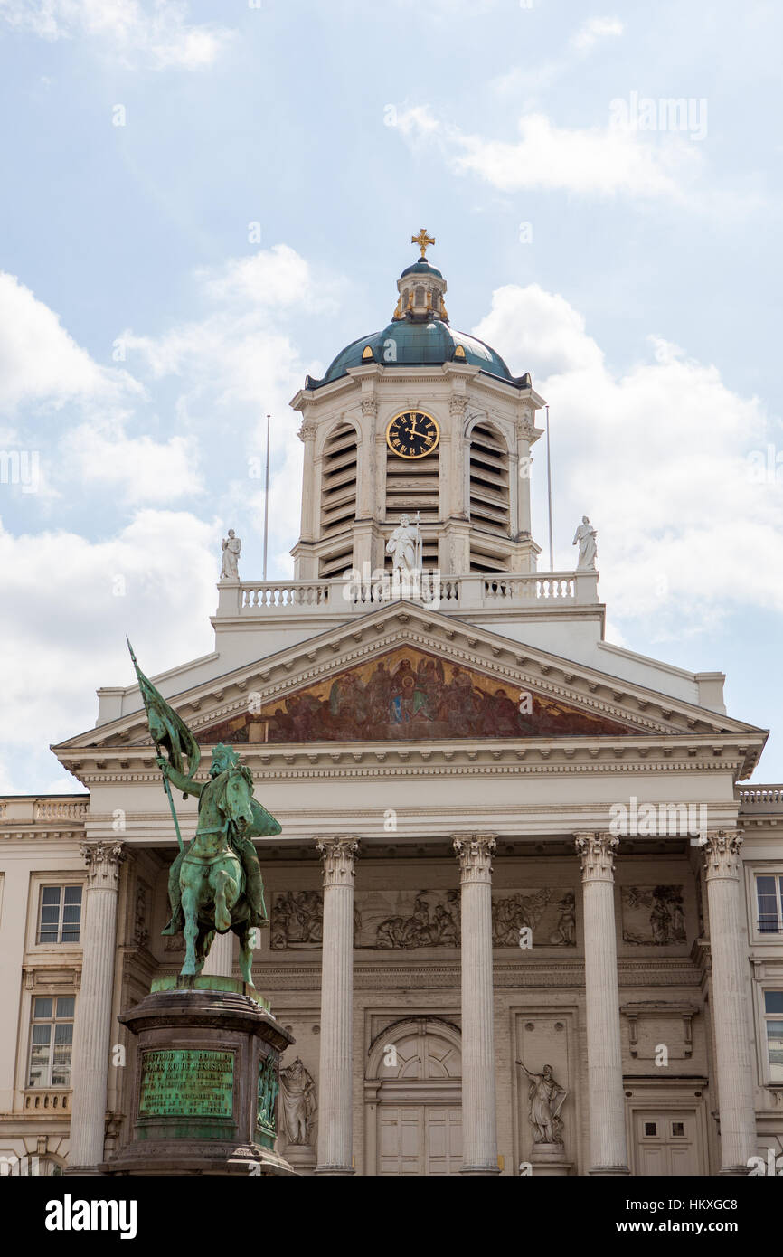 The statue of Godfrey of Bouillon, a medieval crusader in Brussels in ...