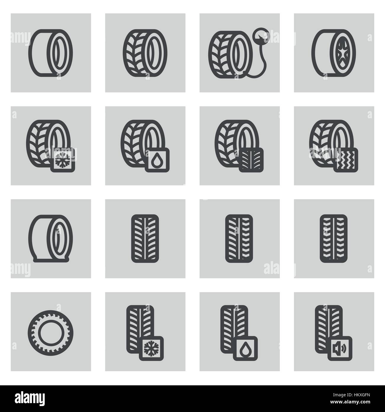 Vector line tire icons set on grey background Stock Vector Image & Art ...