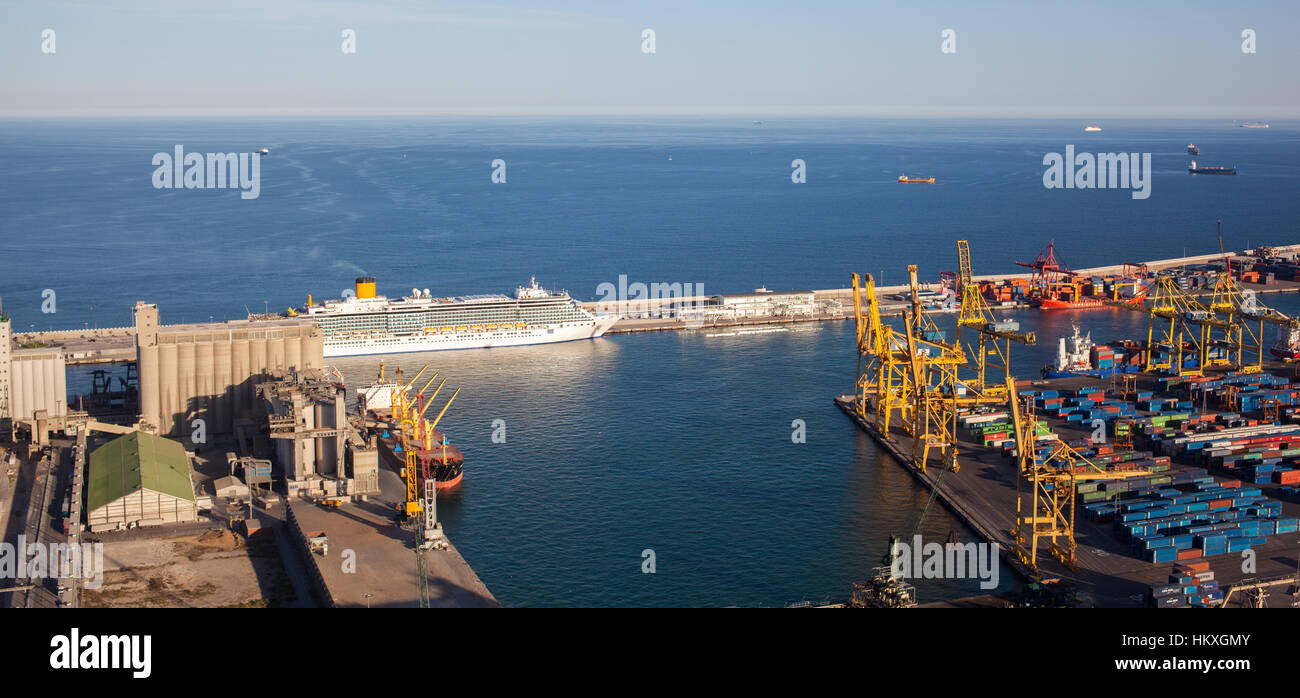 View of the loading dock of goods and cruise terminal at the port of ...