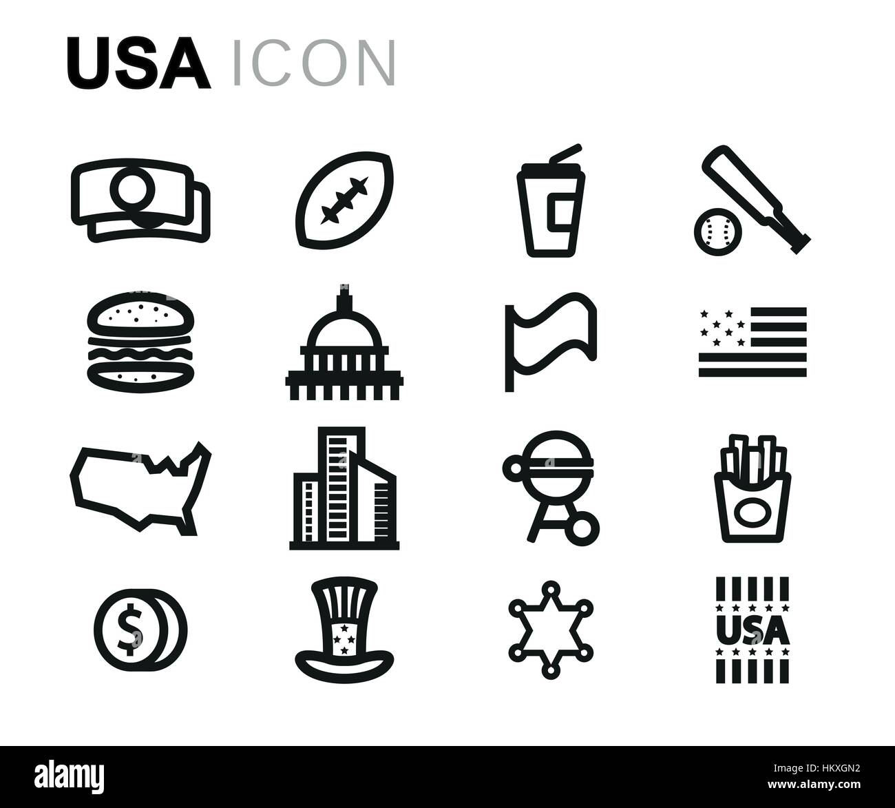 Vector line usa icons set on white background Stock Vector Image & Art ...