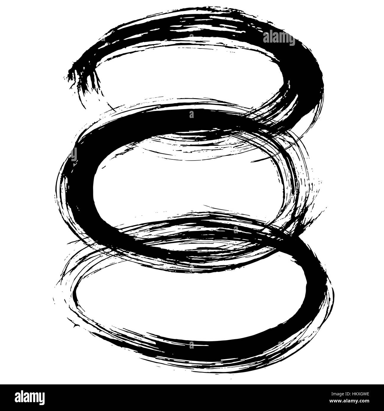 Grunge vector frame. Hand drawn dry brush texture. Abstract round shape ...