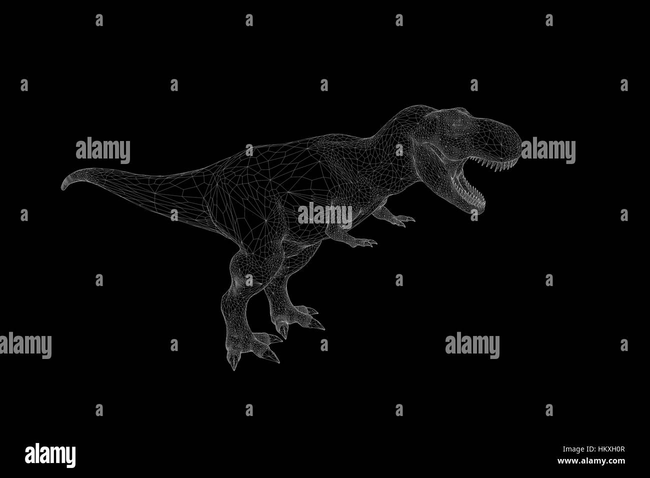 Dinosaur TRex in Hologram Wireframe Style. Nice 3D Rendering Stock ...