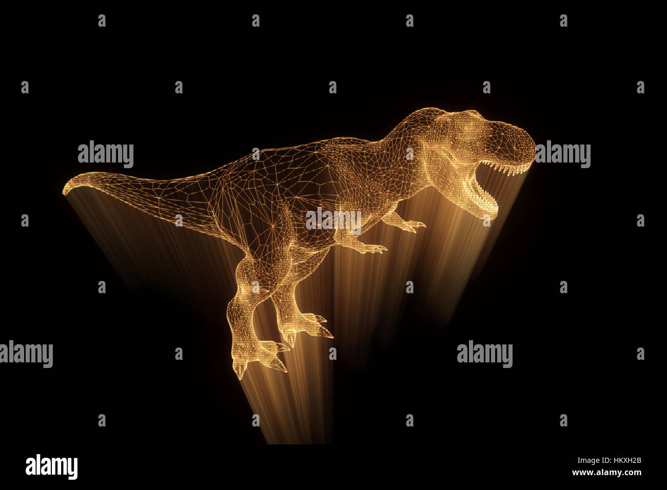 Dinosaur TRex in Hologram Wireframe Style. Nice 3D Rendering Stock ...