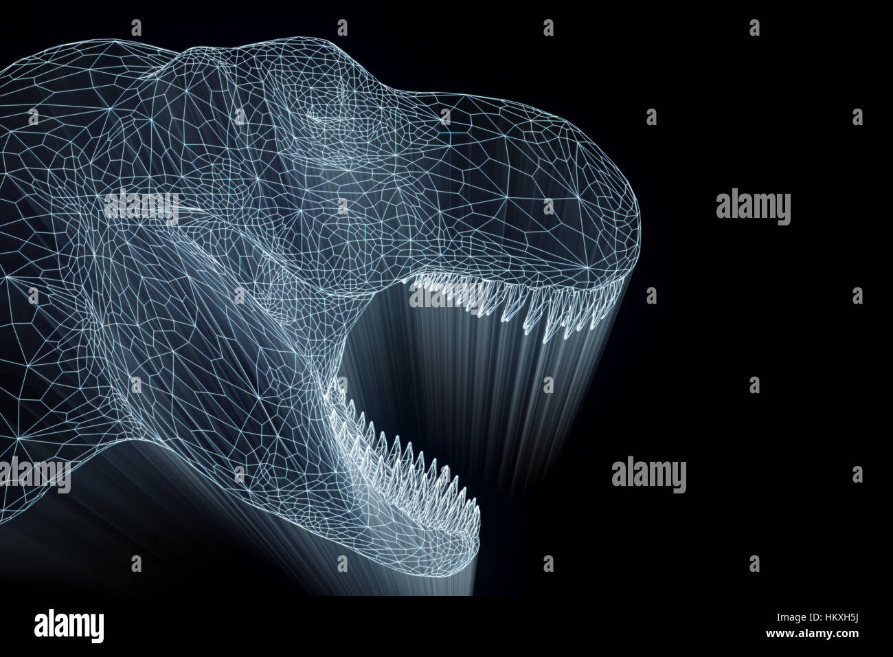 Dinosaur TRex in Hologram Wireframe Style. Nice 3D Rendering Stock ...