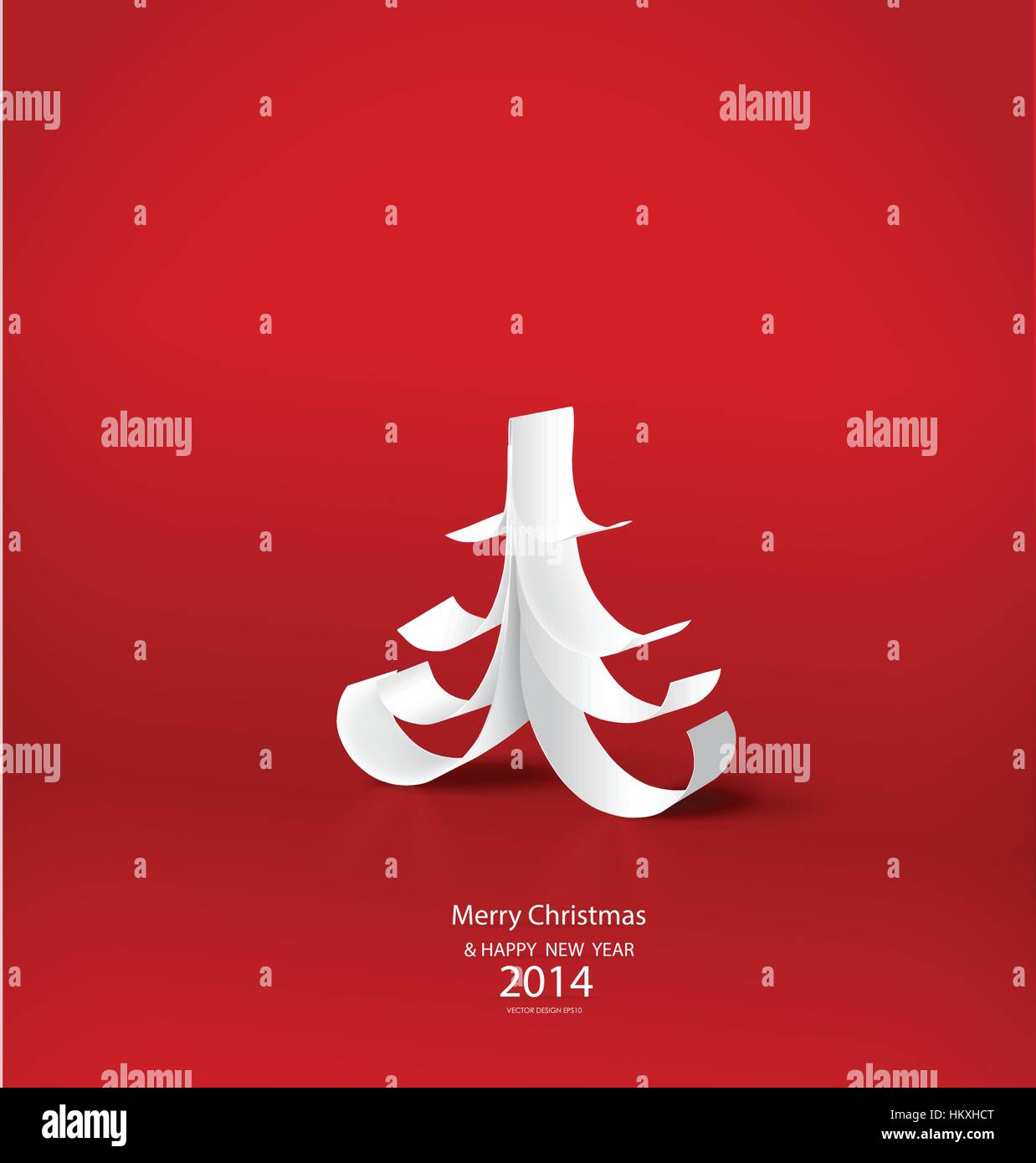 Merry Christmas greeting card with origami Christmas tree, vector ...