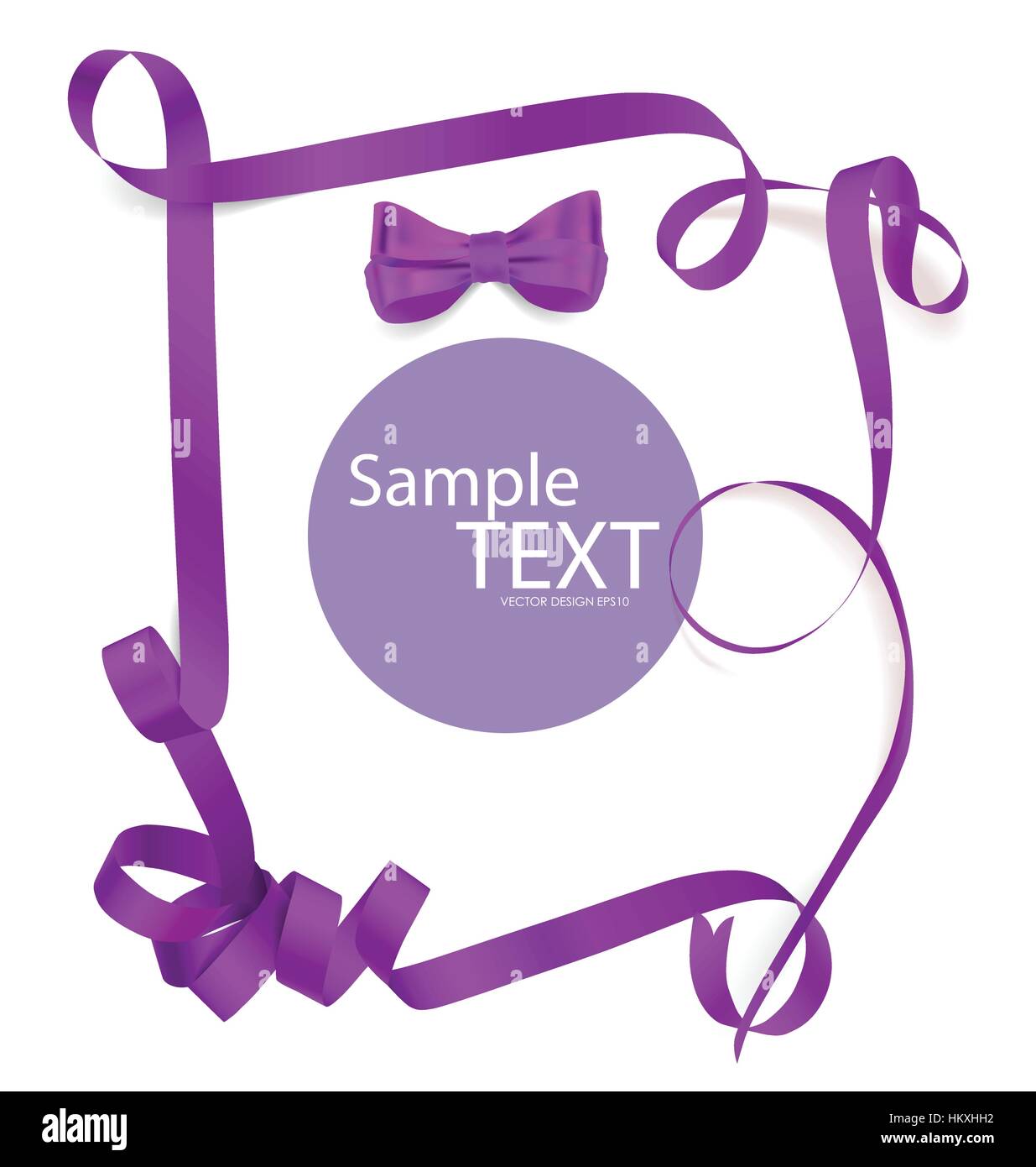 Shiny purple ribbon on white background with copy space. Vector ...
