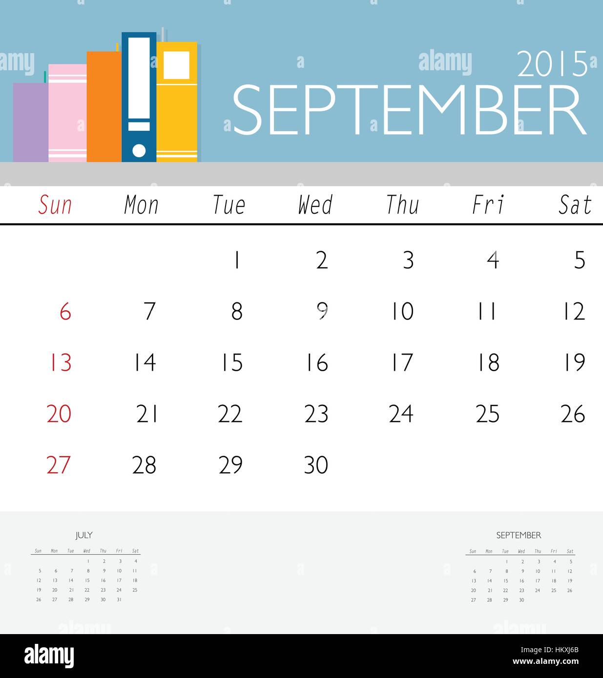 September 2015 calendar Stock Vector Images - Alamy