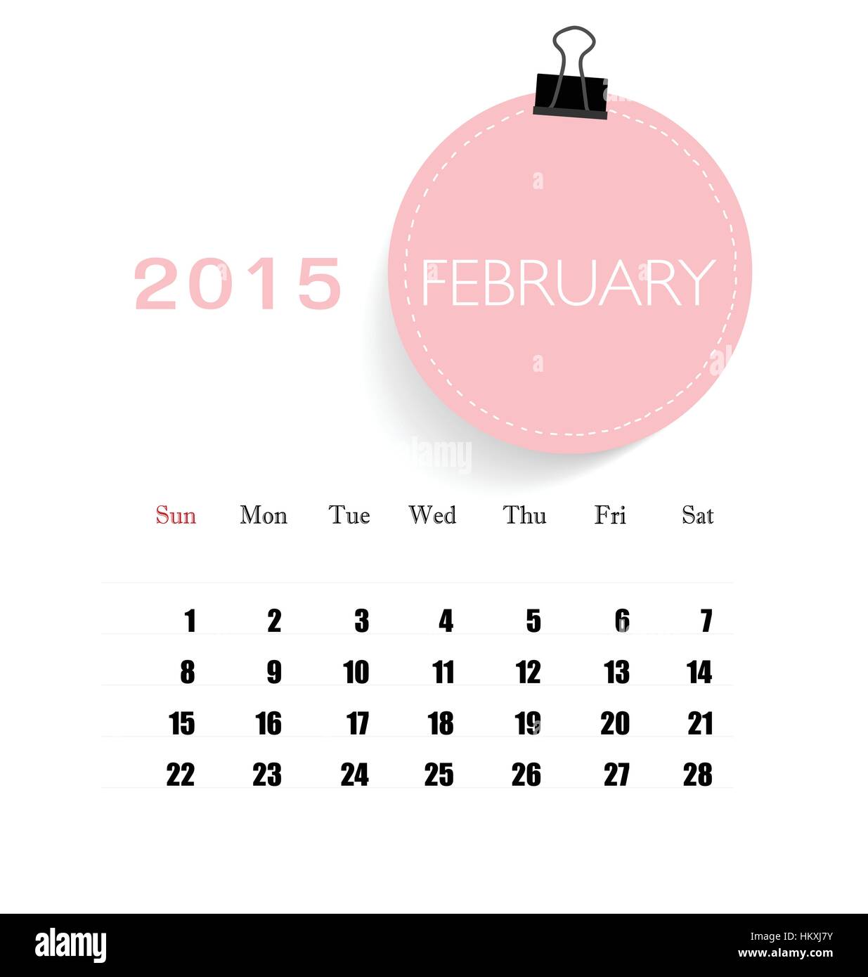 2015 calendar, monthly calendar template for February. Vector ...