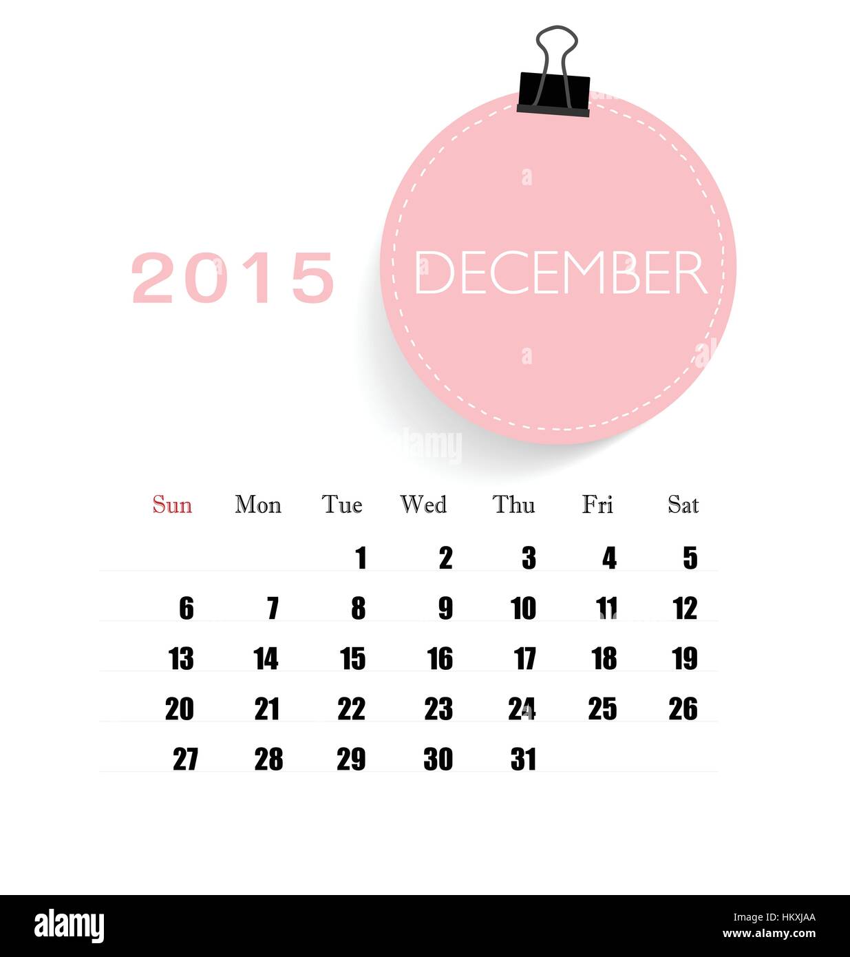 2015 calendar, monthly calendar template for December. Vector ...