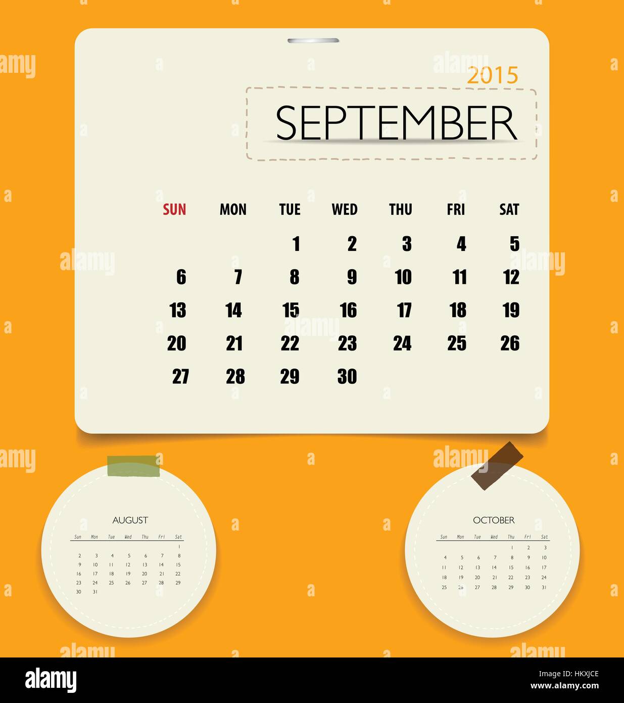 2015 calendar, monthly calendar template for September. Vector ...