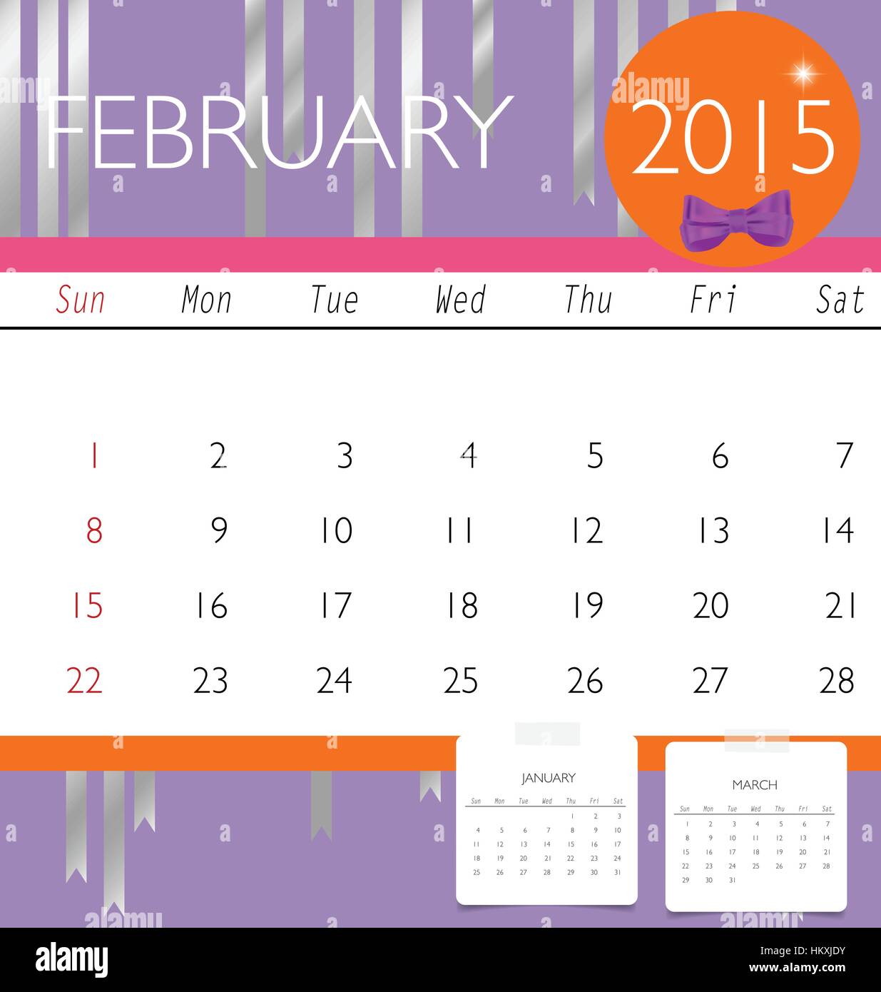 2015 calendar, monthly calendar template for February. Vector ...