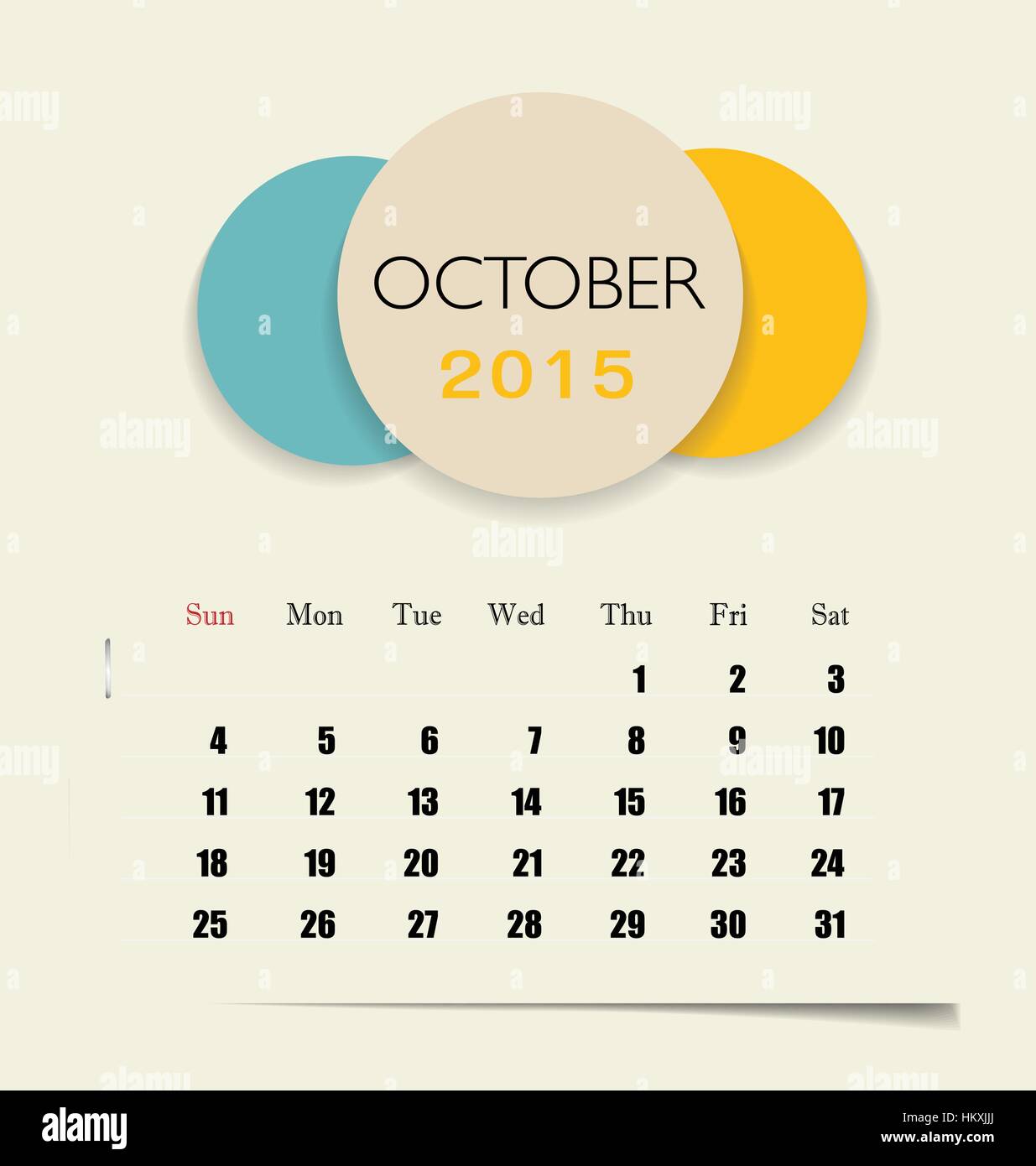 2015 calendar, monthly calendar template for October. Vector ...
