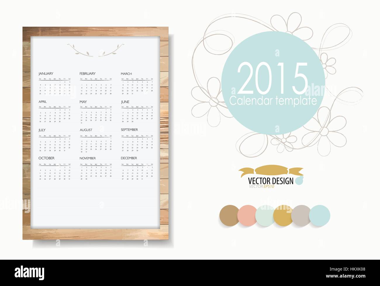 2015 Calendar template. Vector illustration Stock Vector Image & Art ...