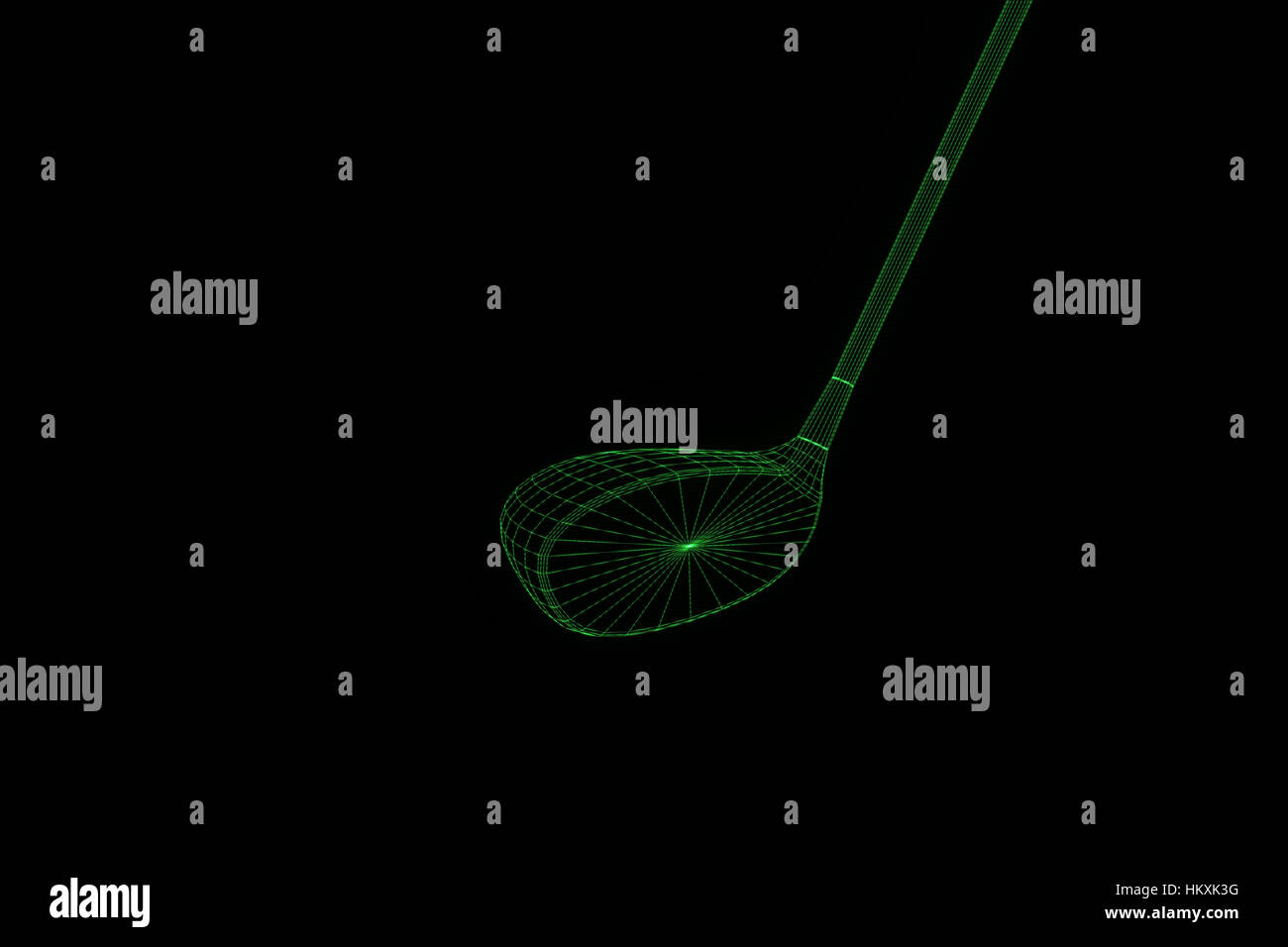 Golf Racket in Hologram Wireframe Style. Nice 3D Rendering Stock Photo ...