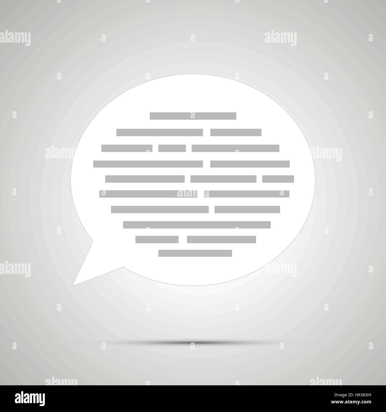 Speech bubble with abstract gray text simple white icon with shadow ...