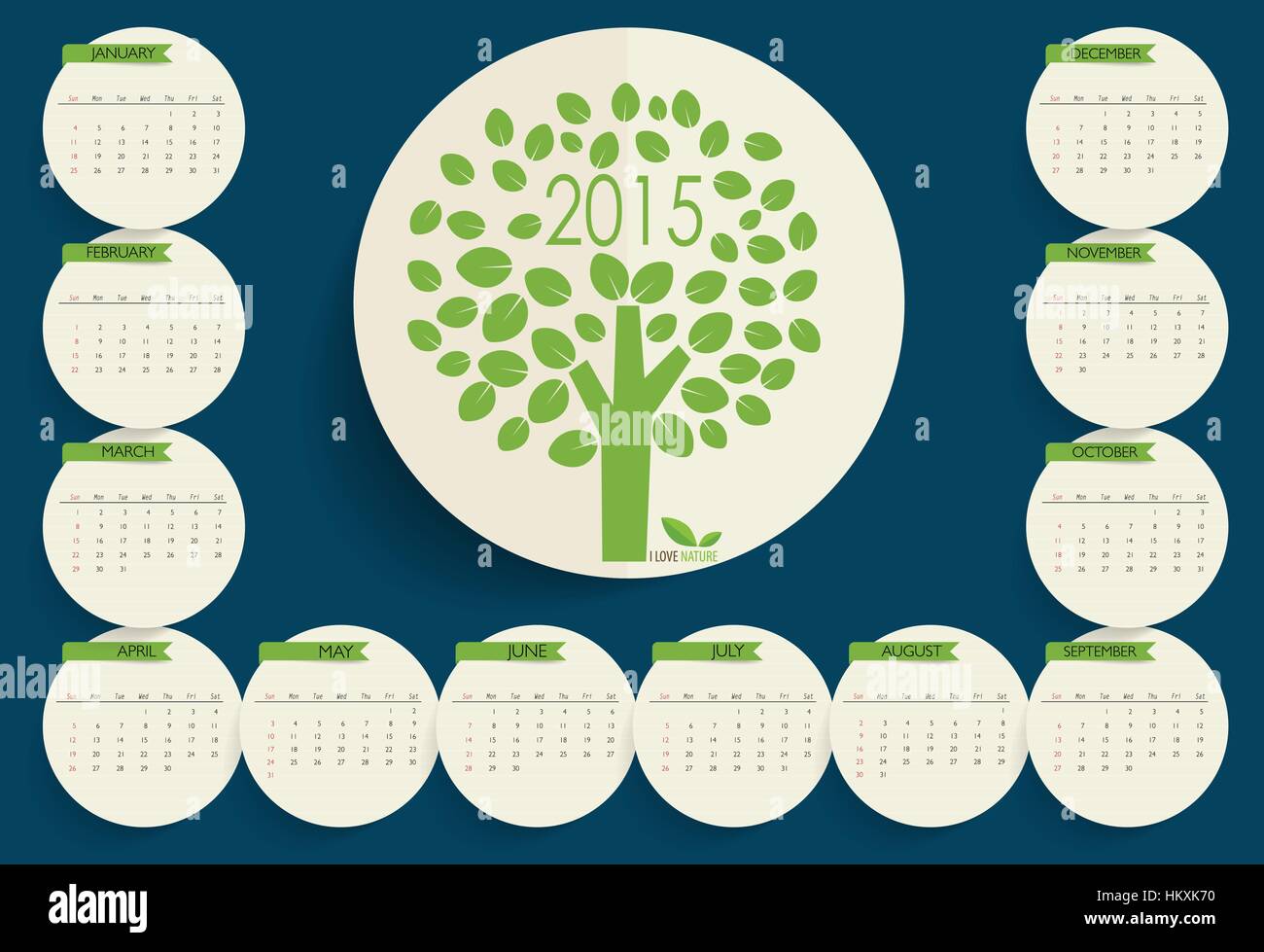 2015 calendar Stock Vector Images - Alamy