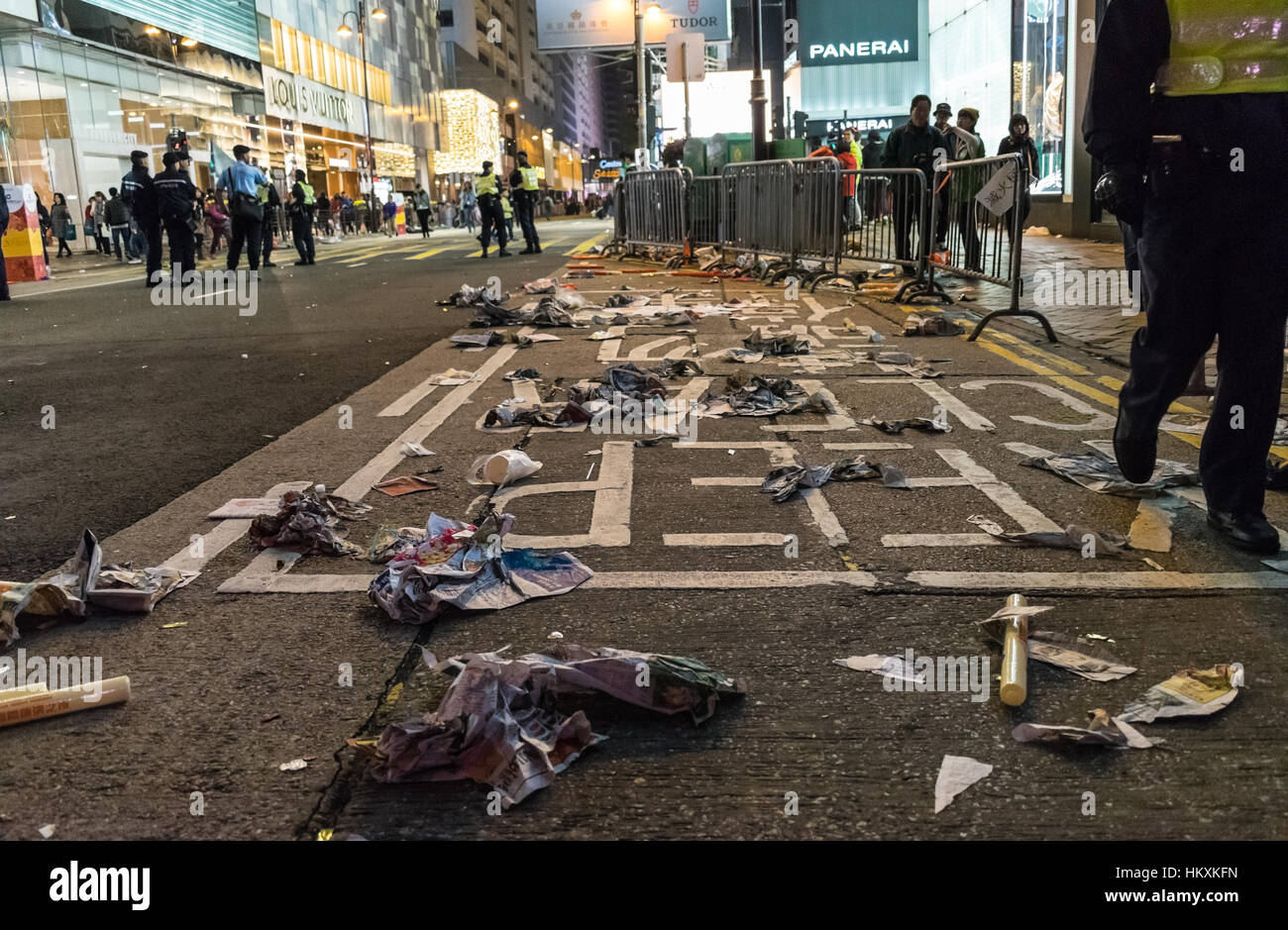 Trash on streets after Chinese New Year 2017 "Year of the Rooster ...