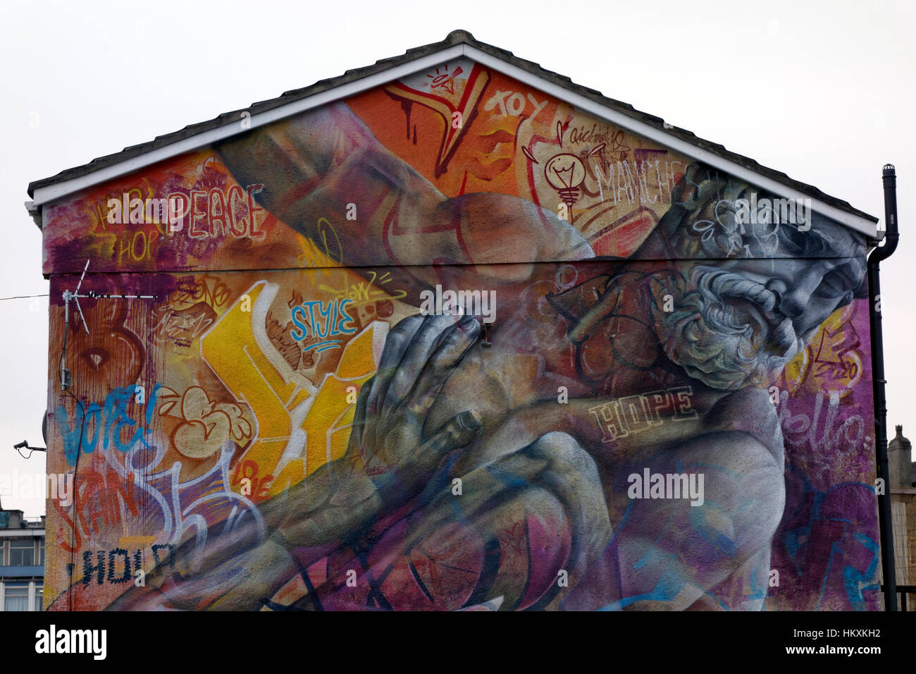 Graffiti on side of building, Manchester Stock Photo - Alamy