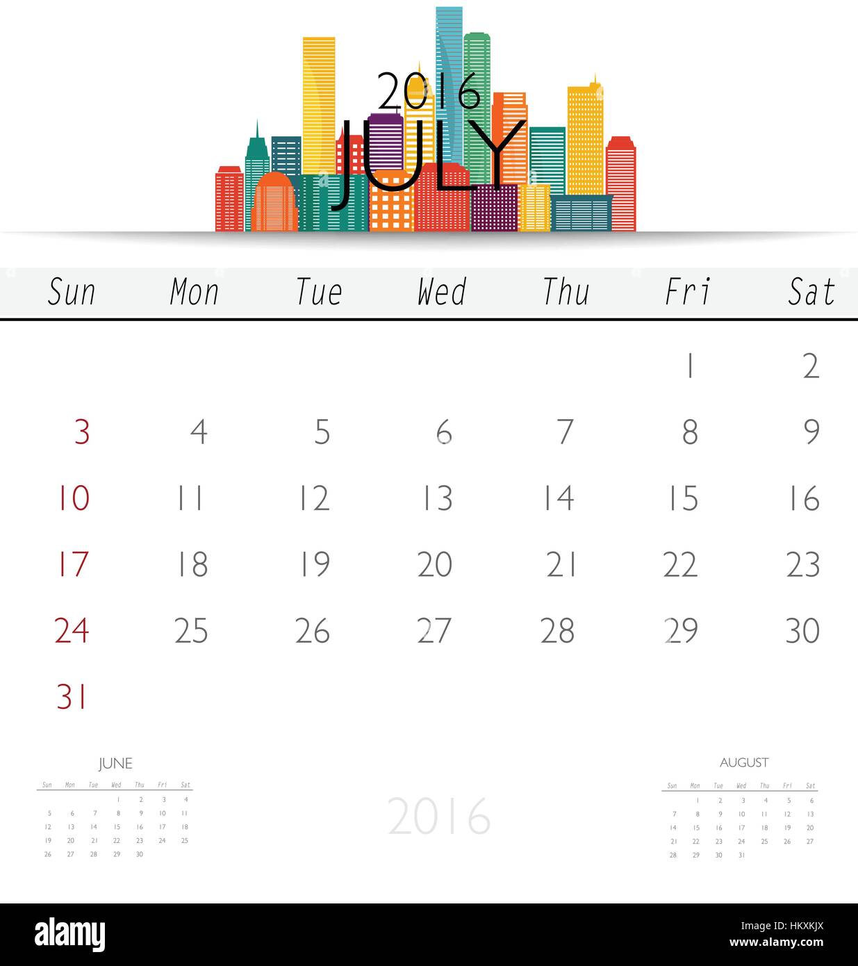 2016 calendar with Creative building design template, monthly calendar ...