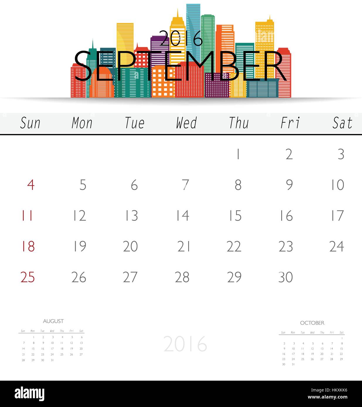 2016 calendar with Creative building design template, monthly calendar ...