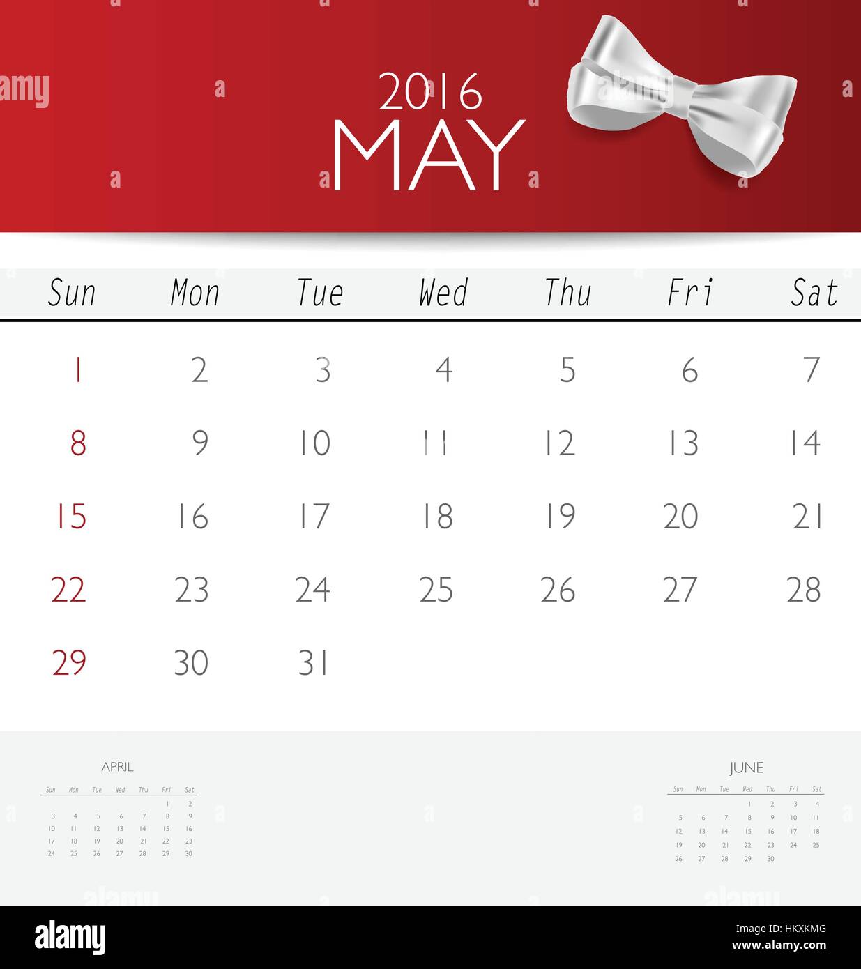 2016 calendar, monthly calendar template for May. Vector illustration ...