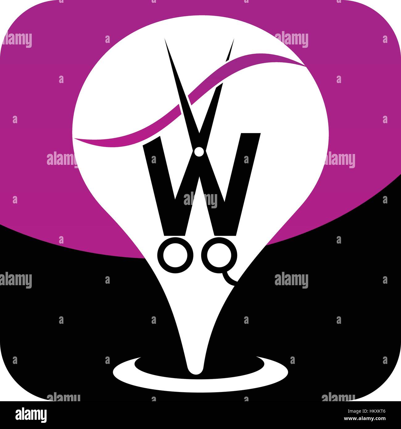 Letter W With Scissor Stock Vector Image & Art - Alamy