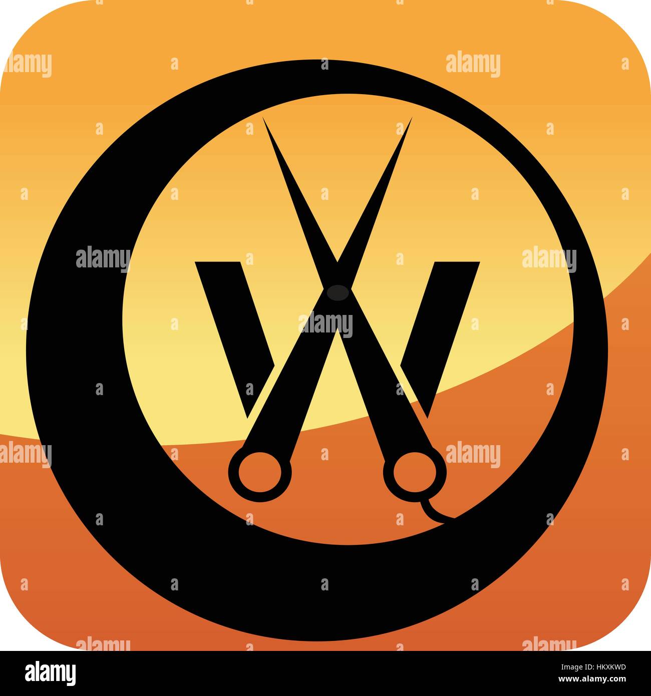 Letter W With Scissor Stock Vector Image & Art - Alamy