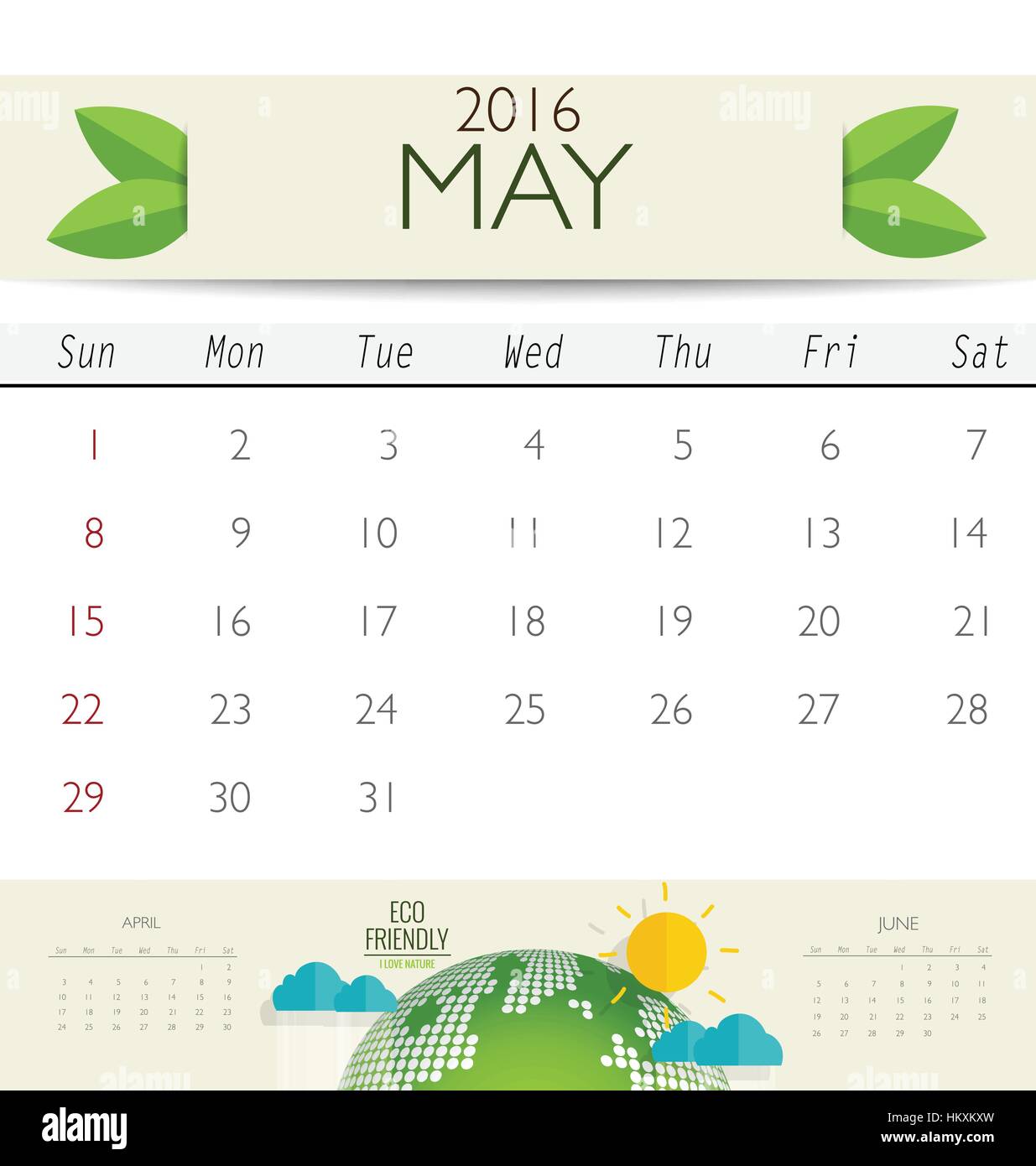 2016 calendar, monthly calendar template for May. Vector illustration ...