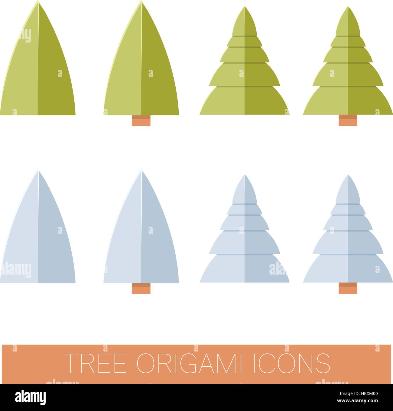 Vector image of the Set of flat origame tree icons Stock Vector Image ...