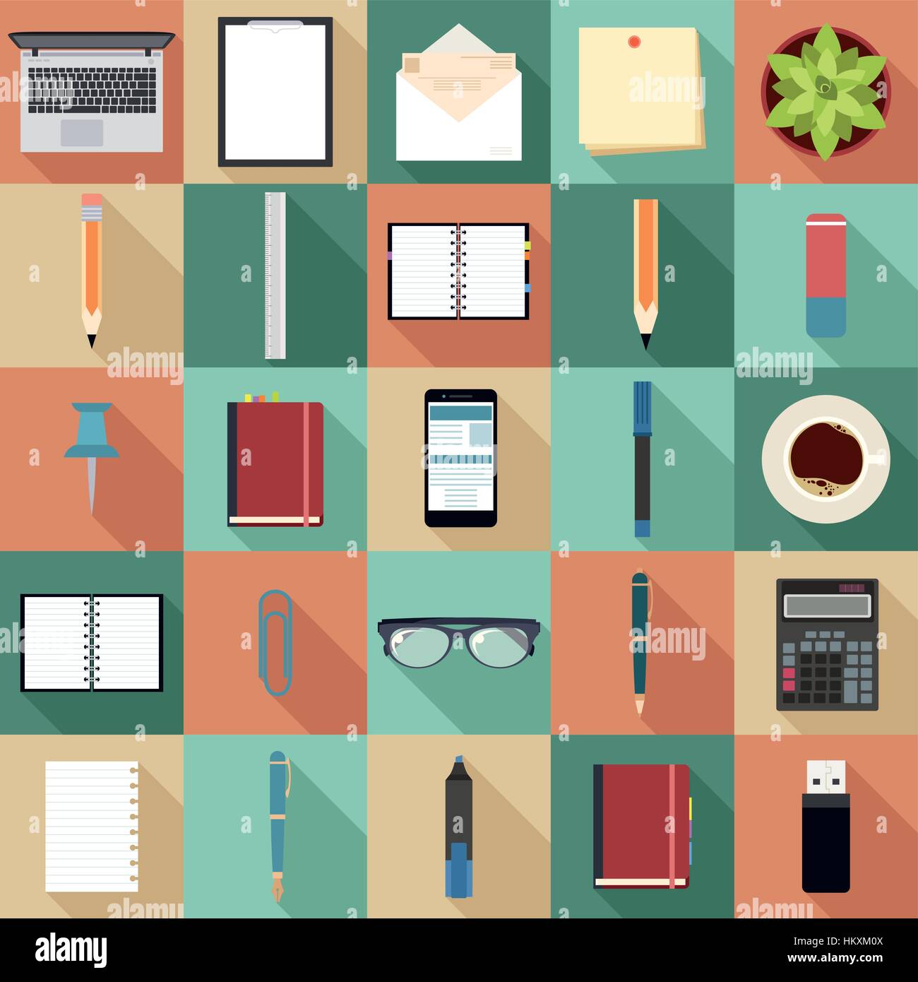 Vector image of the Set of flat workspace icons Stock Vector Image ...