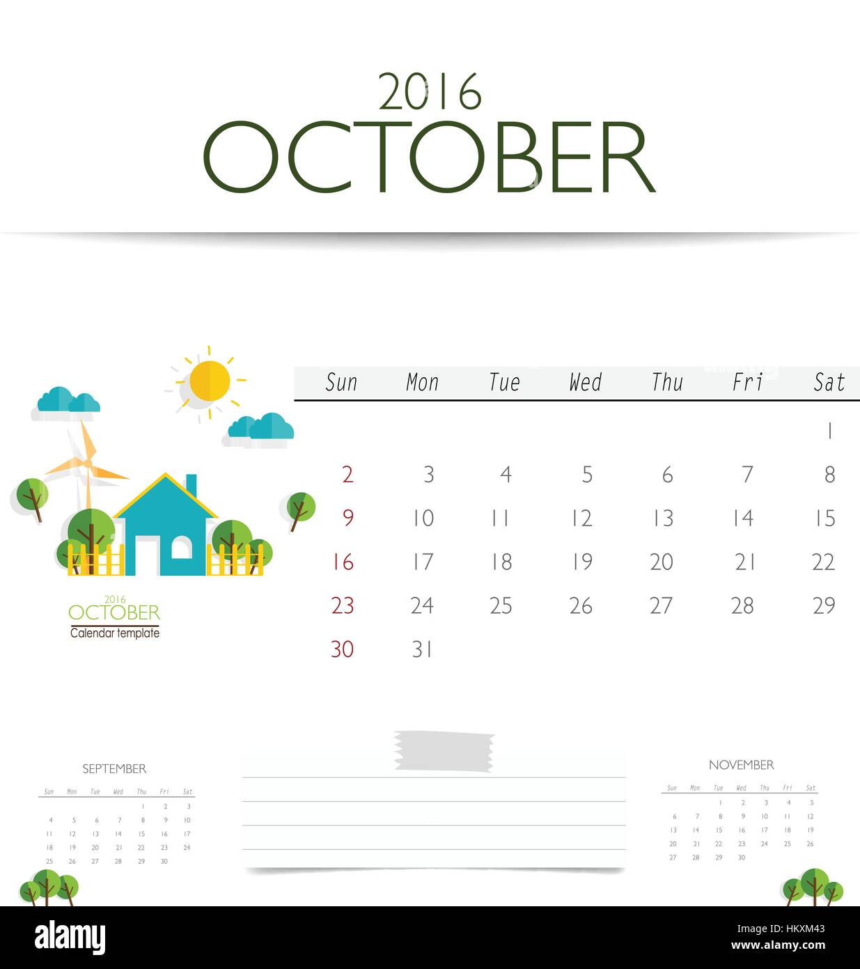 2016 calendar, monthly calendar template for October. Vector ...