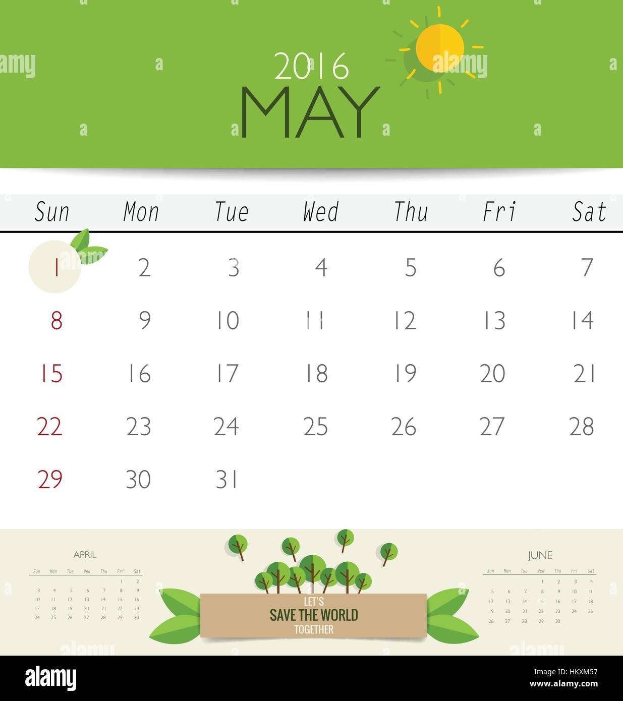 2016 calendar, monthly calendar template for May. Vector illustration ...