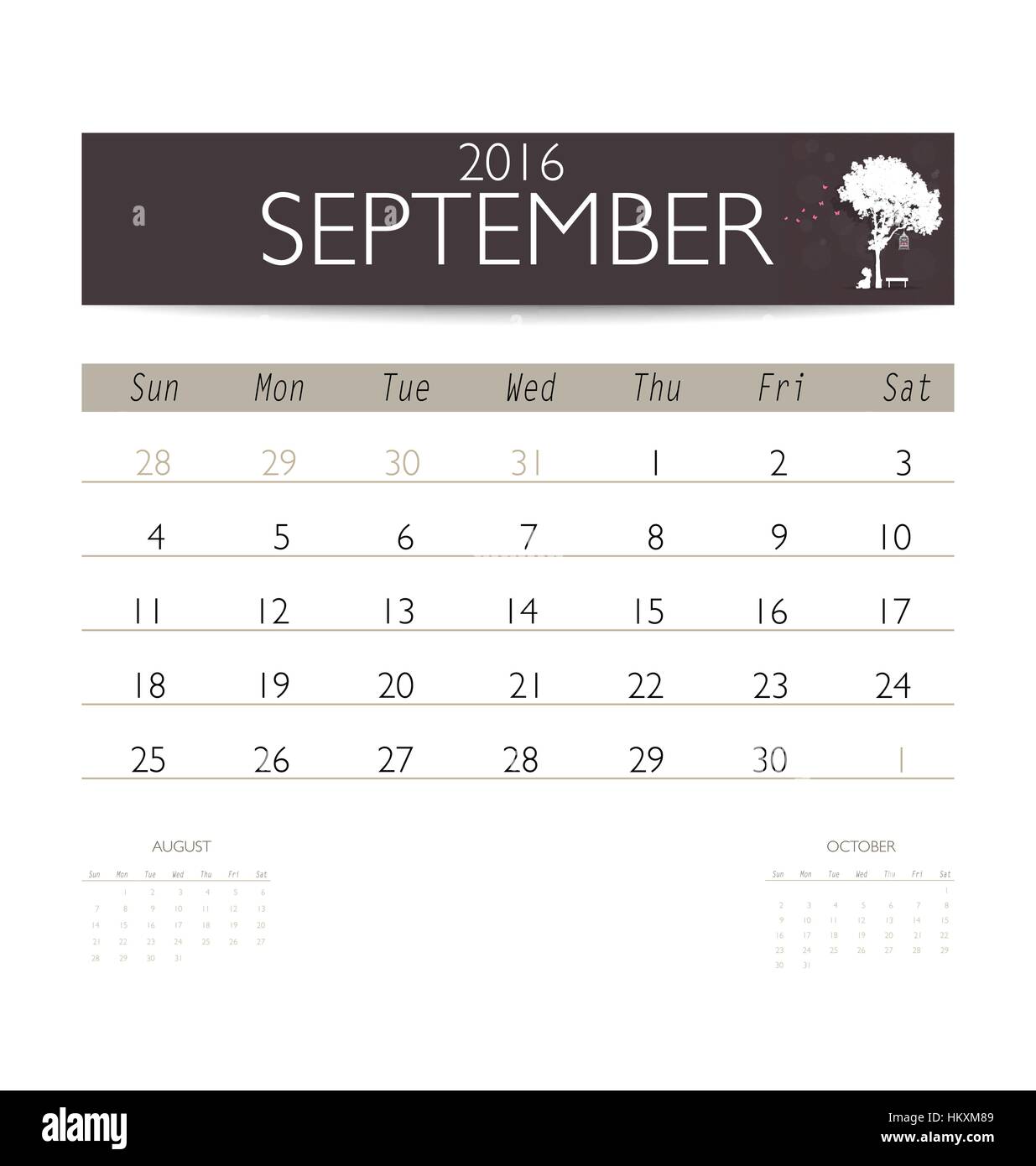 2016 calendar, monthly calendar template for September. Vector ...