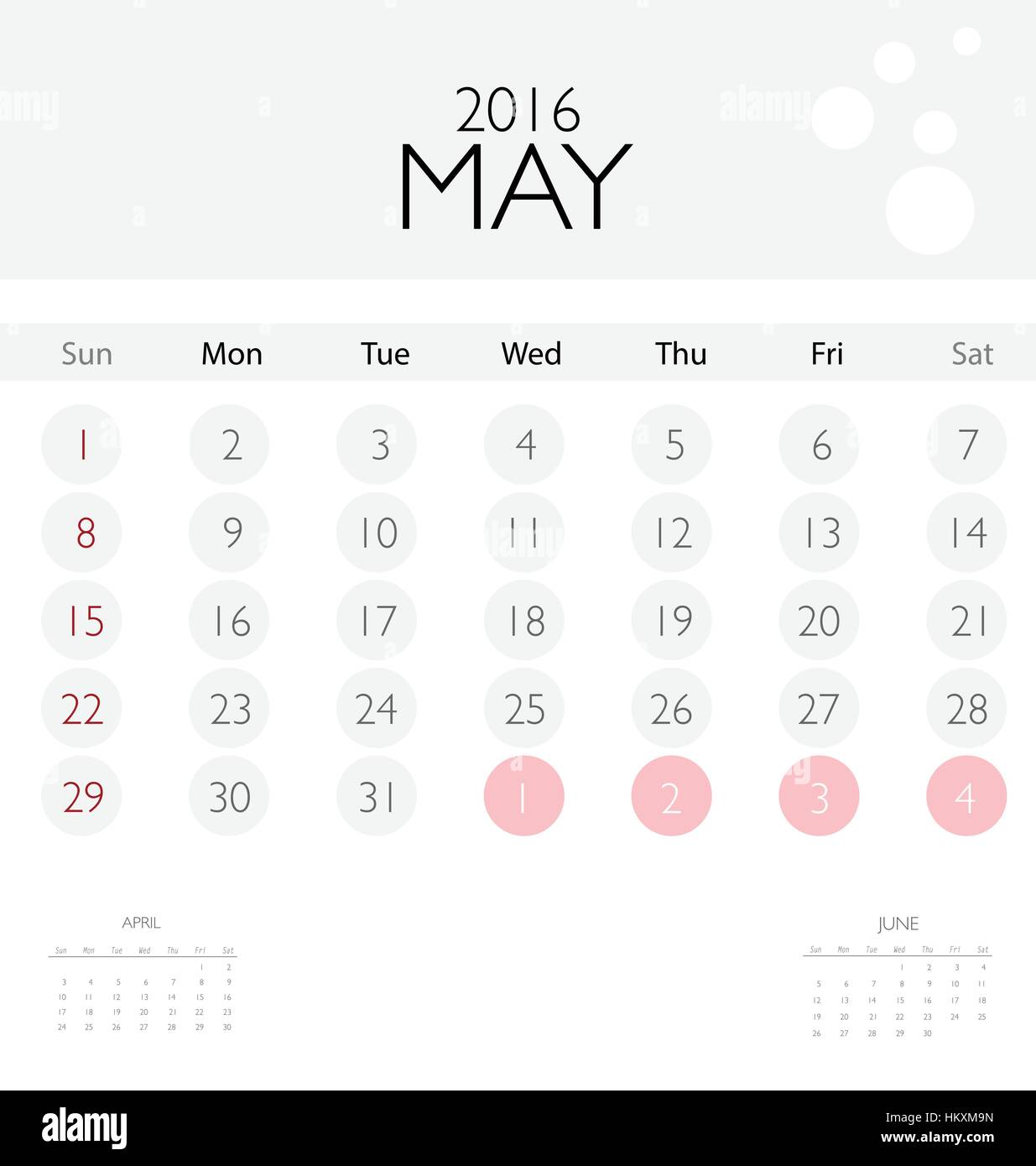 2016 calendar, monthly calendar template for May. Vector illustration ...