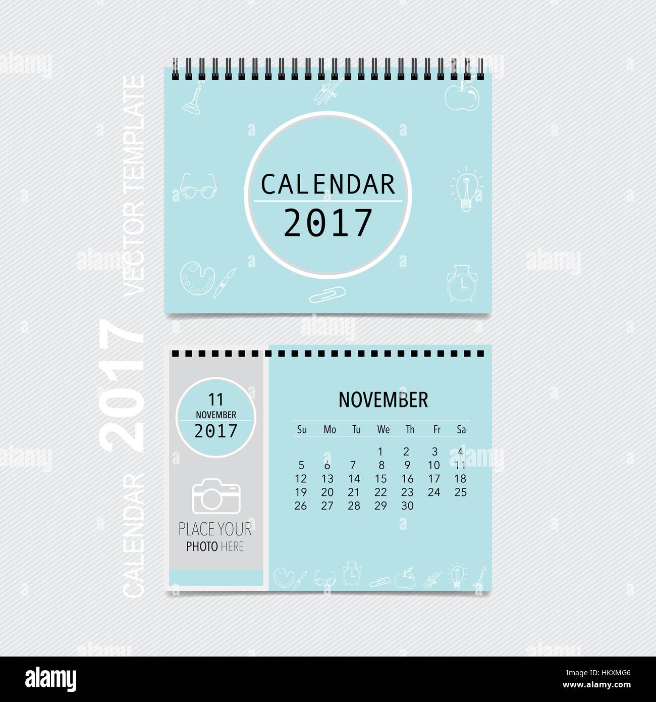 2017 Calendar planner vector design, monthly calendar template for ...