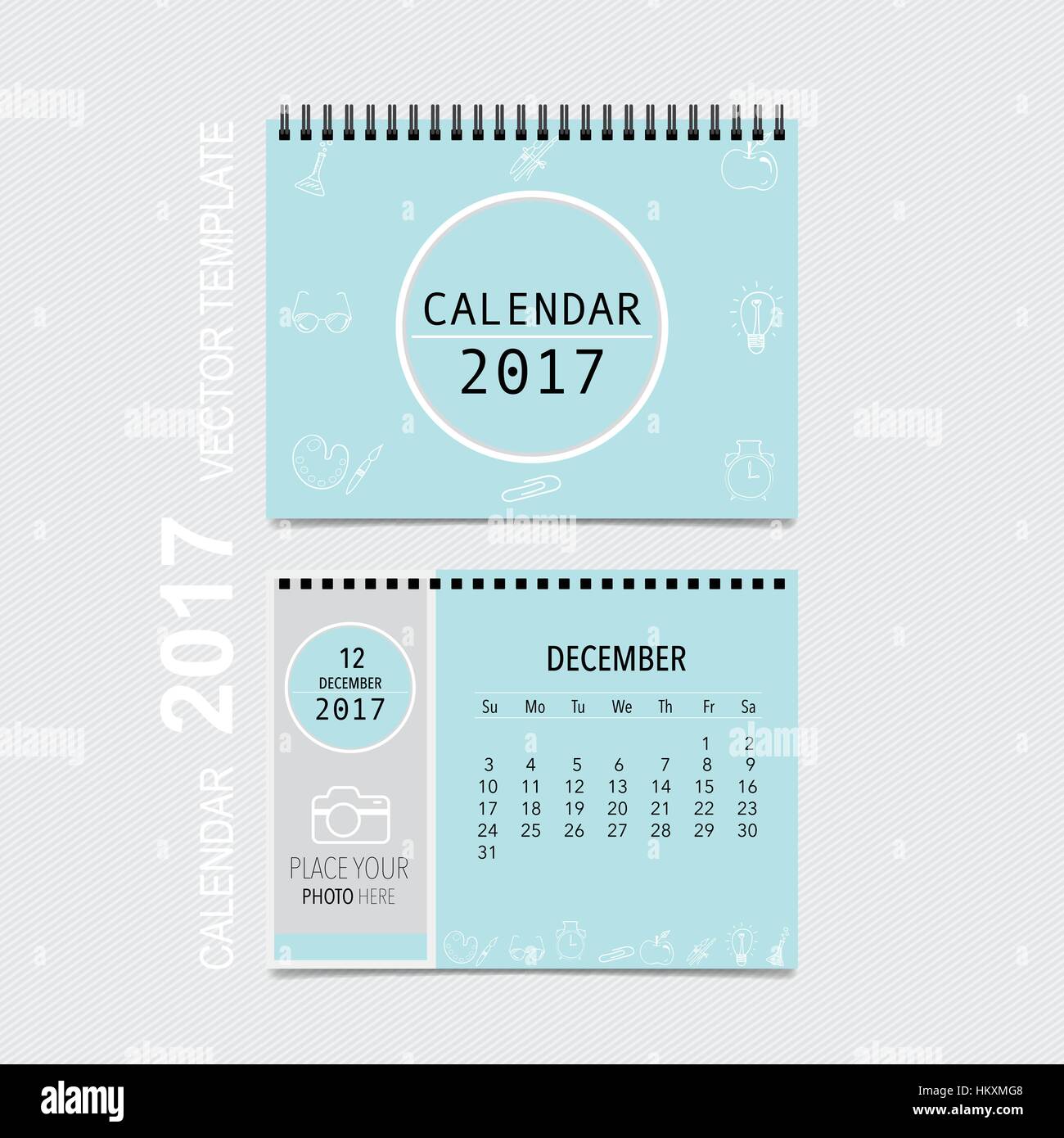 2017 Calendar planner vector design, monthly calendar template for ...