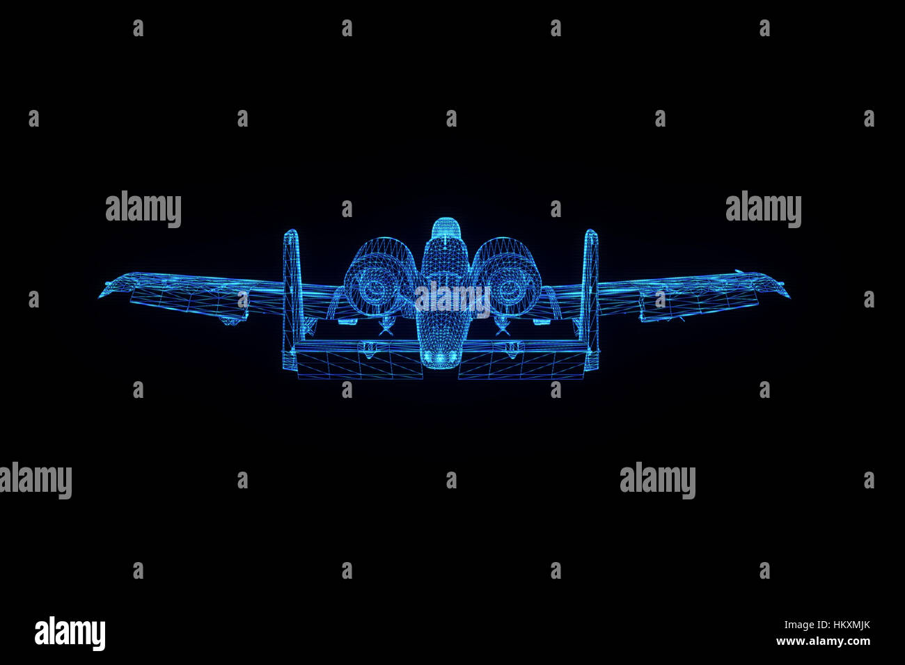 Airplane Jet in Hologram Wireframe Style. Nice 3D Rendering Stock Photo ...