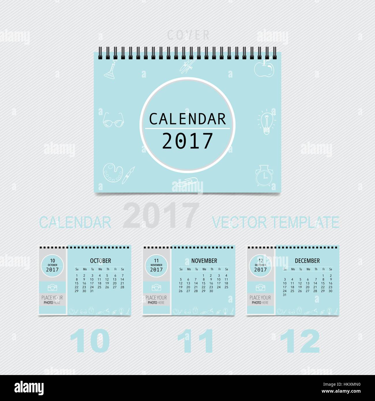 2017 Calendar planner, vector design template Stock Vector Image & Art ...